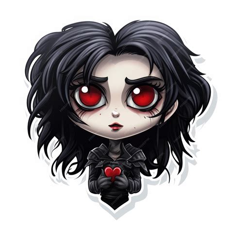Premium Ai Image A Drawing Of A Girl With Black Hair And Red Eyes