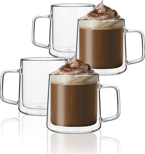 Cnglass 12oz Glass Coffee Mugsdouble Wall Insulated Glass