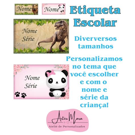 Etiqueta Escolar Personalizada Com Tema E Nome Para Material Escolar