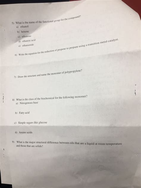 Solved 5 What Is The Name Of The Functional Group For A