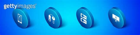 Set Isometric Mobile And Graphic Password Casting Keys Lock On Computer Monitor And House With