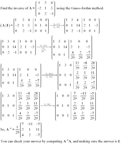 The Gauss Jordan Method Of Finding The Inverse