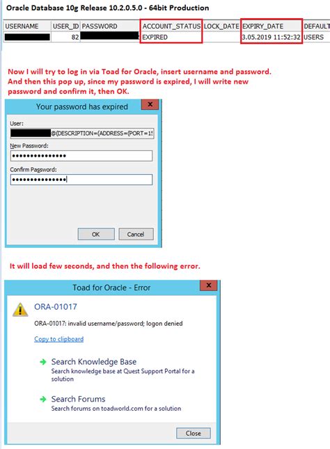 Cannot Login To 10g Database When Password Is Expired Toad For Oracle