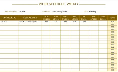 Free Office Schedule Templates In MS Word And MS Excel