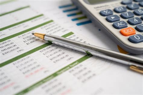 Calculator On Spreadsheet Paper Finance Development Banking Account Statistics Investment