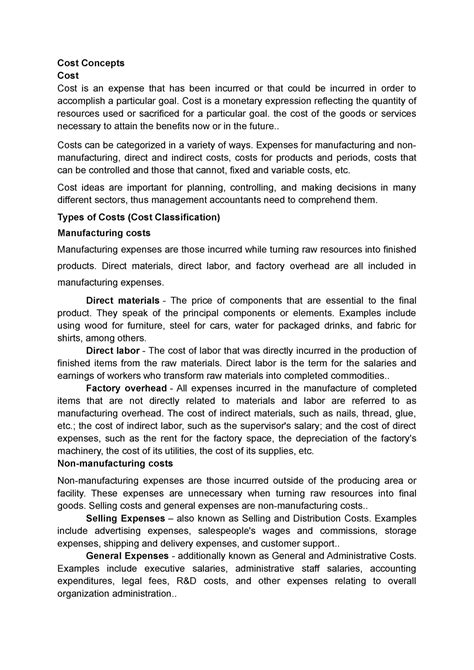 Cost Concepts And Behavior Cost Concepts Cost Cost Is An Expense That Has Been Incurred Or Cost Concepts And Behavior Cost Concepts Cost Cost Is An Expense That Has Been Incurred Or