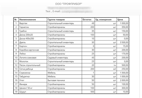 Прайс лист образец шаблон в Excel