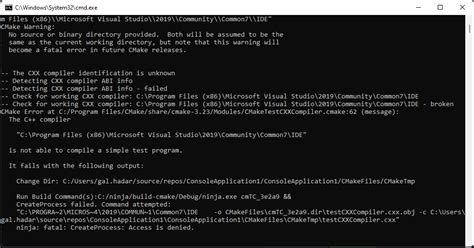Ninja Giving Every Error Possible When Trying To Build A Simple Hello