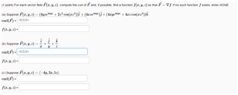 solved for each vector field f x y z compute the curl of f