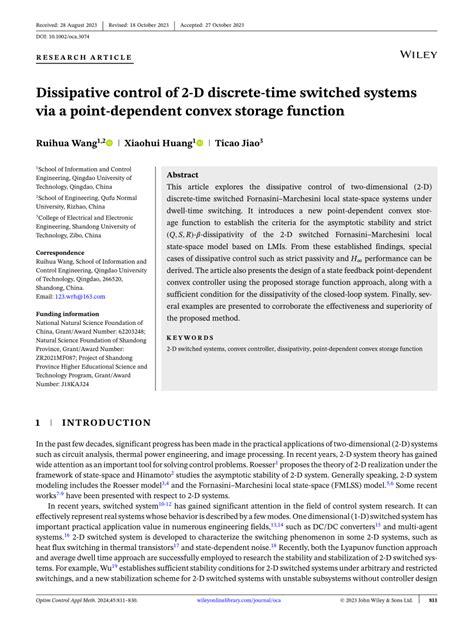 Dissipative Control Of 2‐d Discrete‐time Switched Systems Via A Point‐dependent Convex Storage