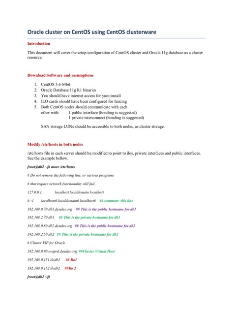Oracle Cluster On Centos Using Centos Cluster Ware Pdf Pdf Oracle Database Computer Cluster