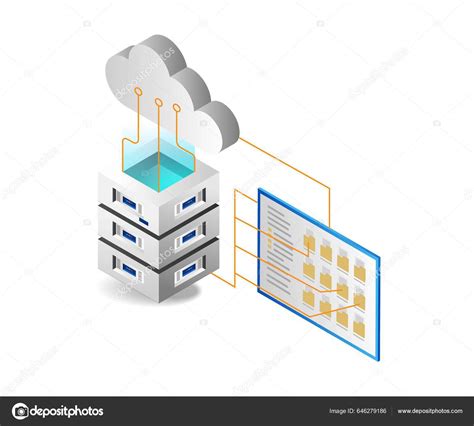 Isometric Flat Illustration Concept Data Storage Network Cloud Server Stock Vector By