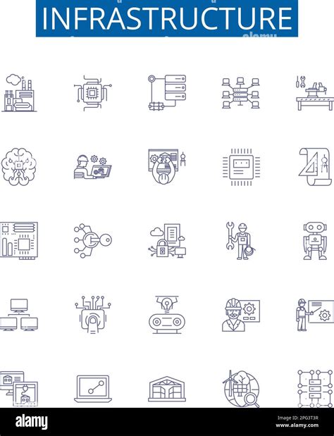 Infrastructure Line Icons Signs Set Design Collection Of Buildings