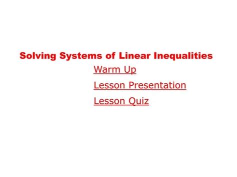 System Of Linear Inequalities In Two Variables Pptx