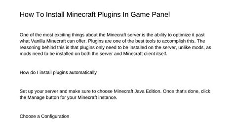 How To Install Minecraft Plugins On Game Panelvpbmp Pdf Pdf Docdroid