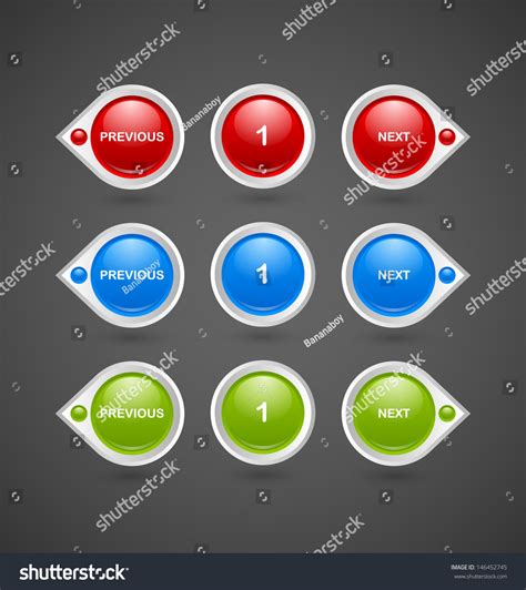 Pagination Buttons Isolated On Dark Grey Stock Vector Royalty Free