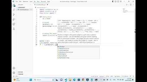 recording the voice by using the python 1 youtube