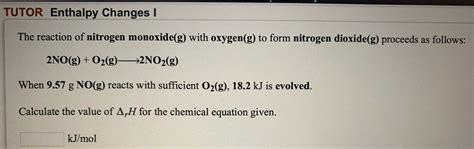 Answered The Reaction Of Nitrogen Monoxide G … Bartleby