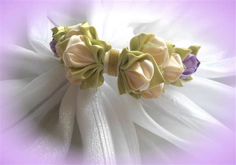 Ободок канзаши лепесток бутончик МК Ленточные бигуди Изготовление цветов из ткани Ободок