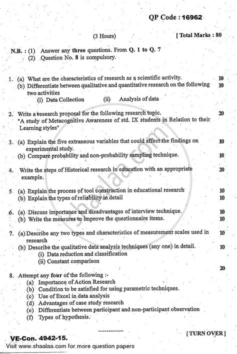 Research Methodology In Education 2014 2015 Ma Education Idol Correspondence Part 1 Question