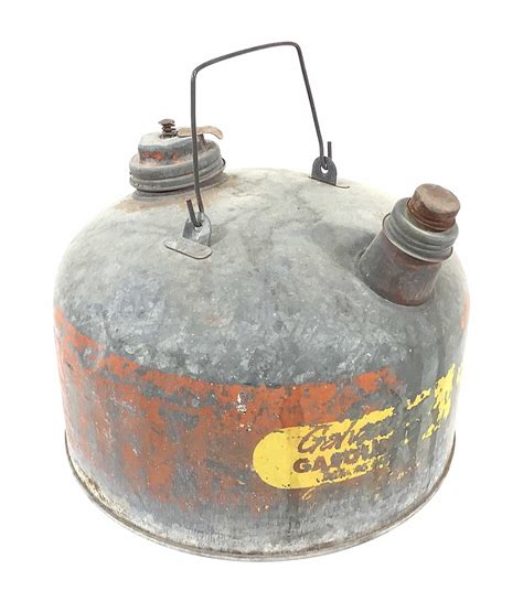Lot Vintage Galvanized Steel Gas Can