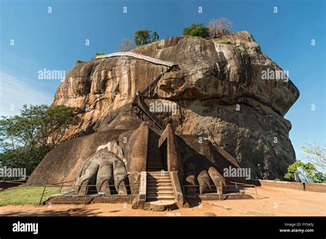 Lion Gate And Climbing Stretch At Sigiriya Or Lion Rock Sri Lanka