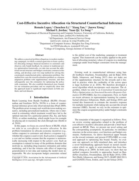 Pdf Cost Effective Incentive Allocation Via Structured Counterfactual
