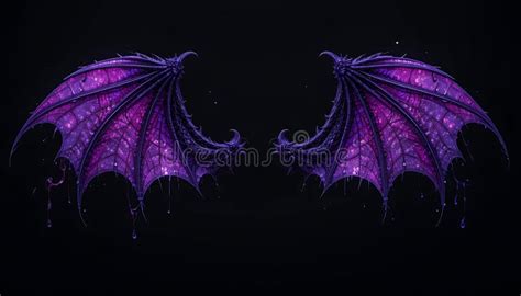 Two Purple Dragon Wings Spreading Fantasy Dark Mysterious Abstract