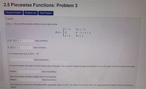 Solved 25 Piecewise Functions Problem 3 Previous Problem