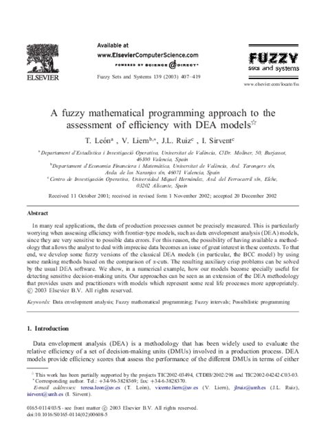 pdf a fuzzy mathematical programming approach to the assessment of