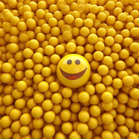 Premium Ai Image Yellow Balls With A Smiley Face In The Middle Of