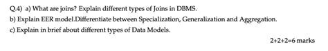 solved q4 a what are joins explain different types of joins in dbms