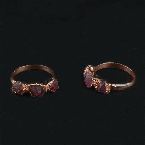 Raw Ruby Ring Red Ruby Ring Electroformed Copper Ring Etsy
