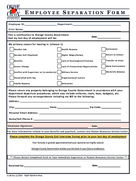 Fillable Online Employee Separation Form With Process Checklist Fax Email Print Pdffiller