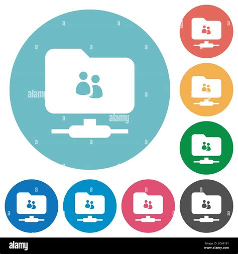 Ftp Group Flat White Icons On Round Color Backgrounds Stock Vector Image And Art Alamy