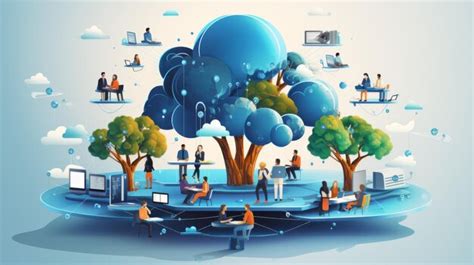 Connected Workspaces A Collaborative Digital Landscape Premium Ai Generated Image