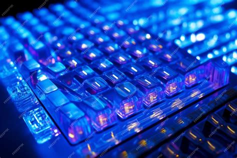 Blue Keyboard With Bright Lights Premium Ai Generated Image