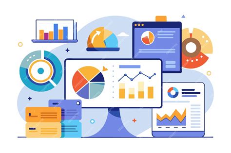 Computer Screen Displaying Pie Chart Analytics Marketing Metrics Data