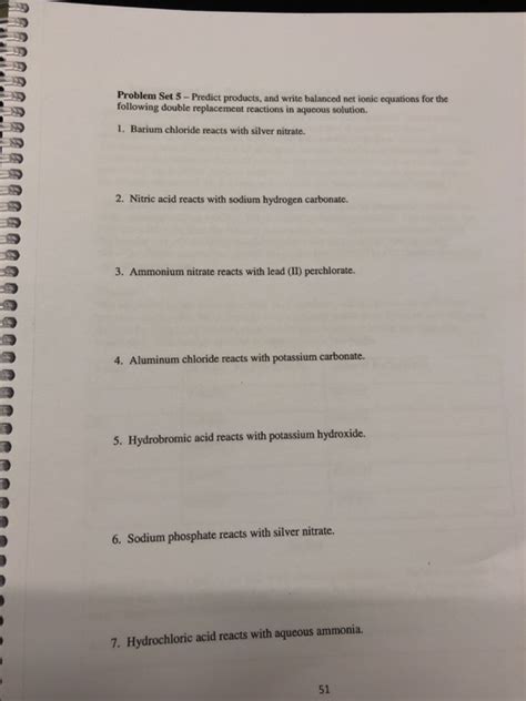 Solved Problem Set 5 Predict Products And Write Balanced