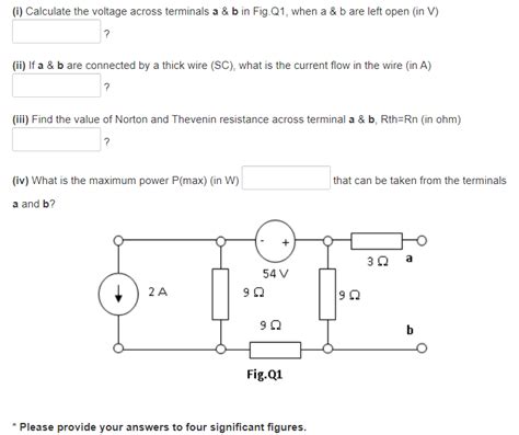 Solved I Calculate The Voltage Across Terminals A B In Chegg Com