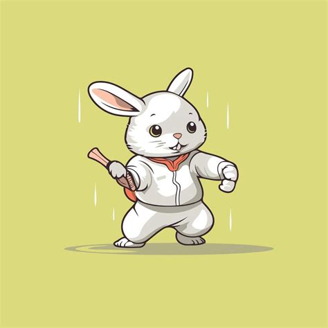 A Cartoon Rabbit In A White Suit Holding A Tennis Racket 50195028