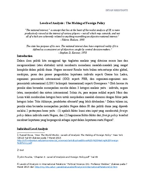 Doc Levels Of Analysis The Making Of Foreign Policy