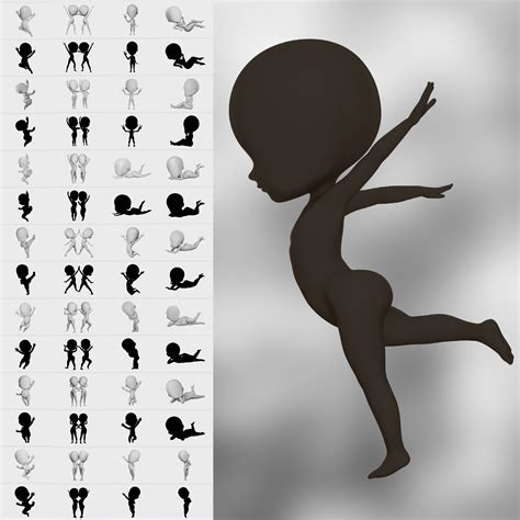 artstation 100 procreate 3d chibi bodies stamp bushes procreate