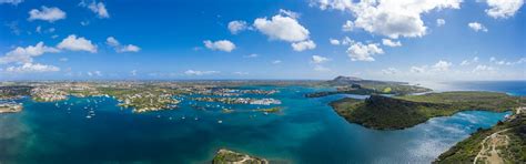 퀴 라 소 스페인어 워터스 베이와 카리브 해의 공중 파노라마 보기 큐라소에 대한 스톡 사진 및 기타 이미지 큐라소 경관