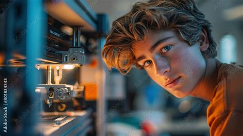 Student 3d Printing A Prototype Classroom Light Over The Shoulder Learning By Making Stock