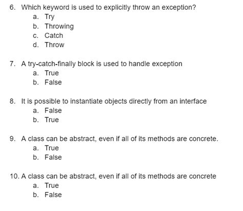 Solved 6 Which Keyword Is Used To Explicitly Throw An