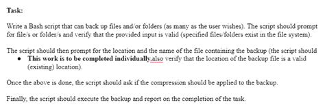 Solved Task Write A Bash Script That Can Back Up Files Chegg