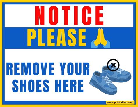 53 Printable Please Remove Your Shoes Sign