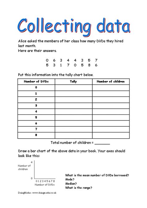 Collecting Data Worksheets 99worksheets