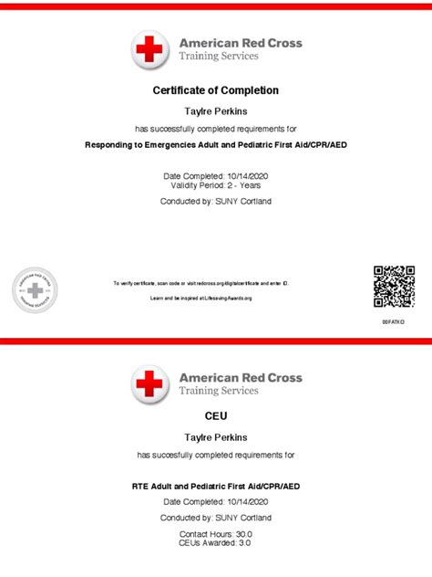 Red Cross Certification Pdf